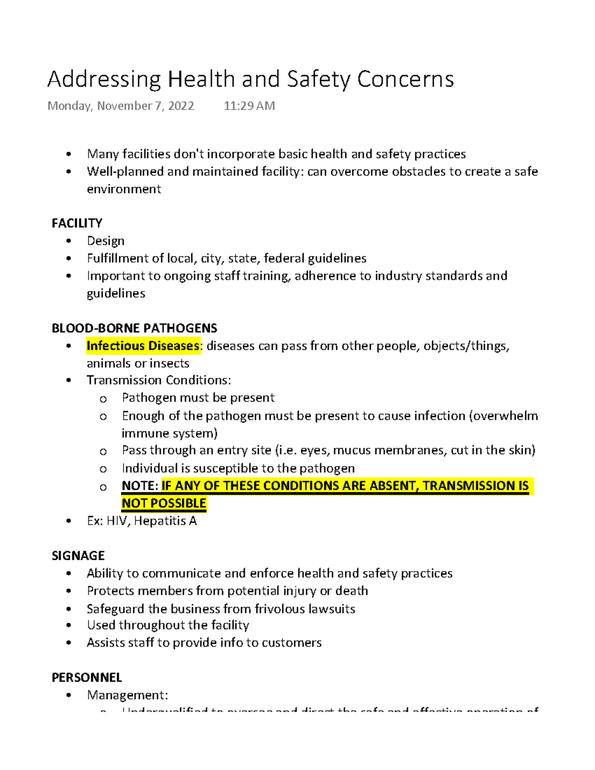 Addressing Health and Safety Concerns - Many facilities don't ...