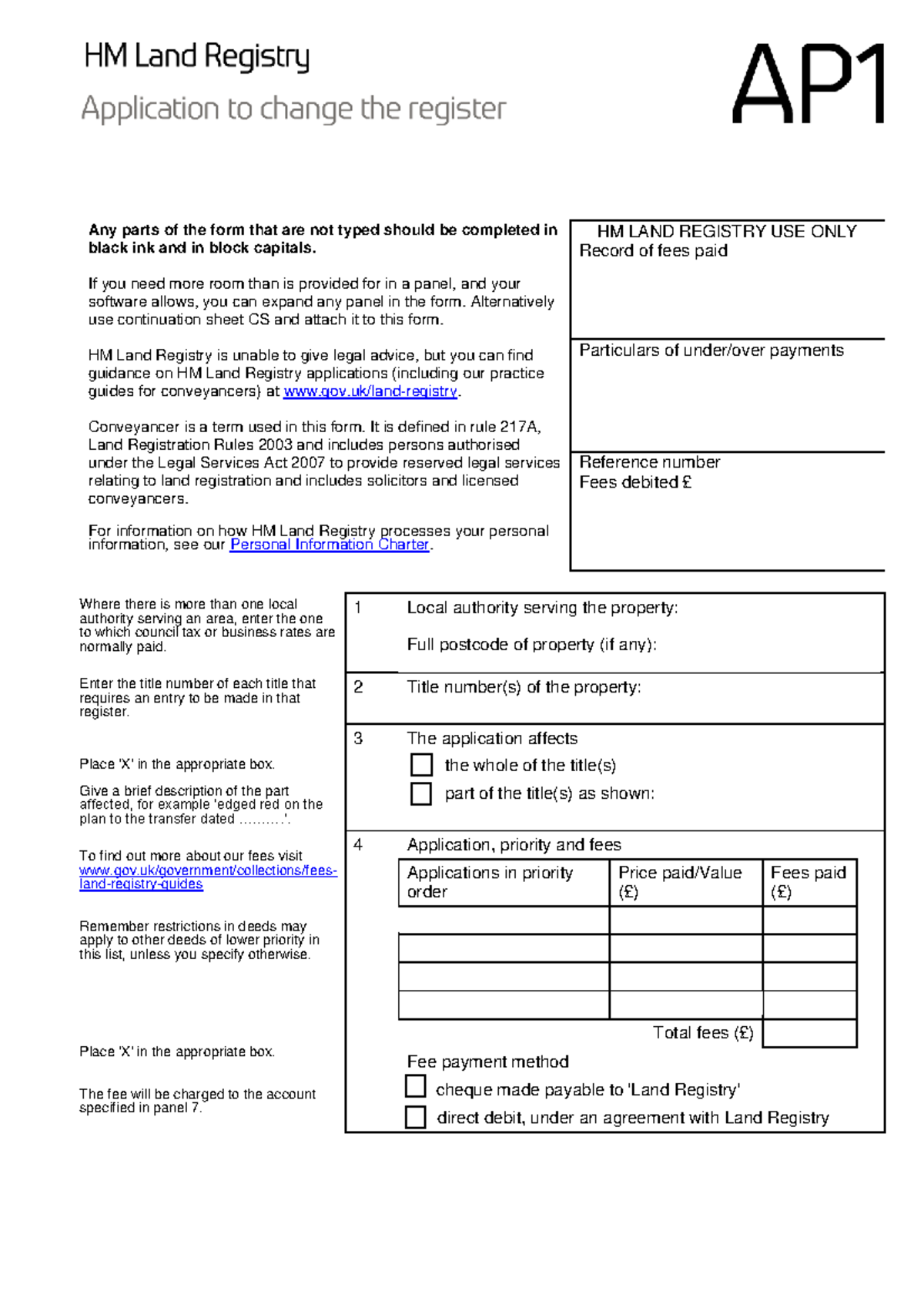 Ap1 - Ap1 - Any parts of the form that are not typed should be ...
