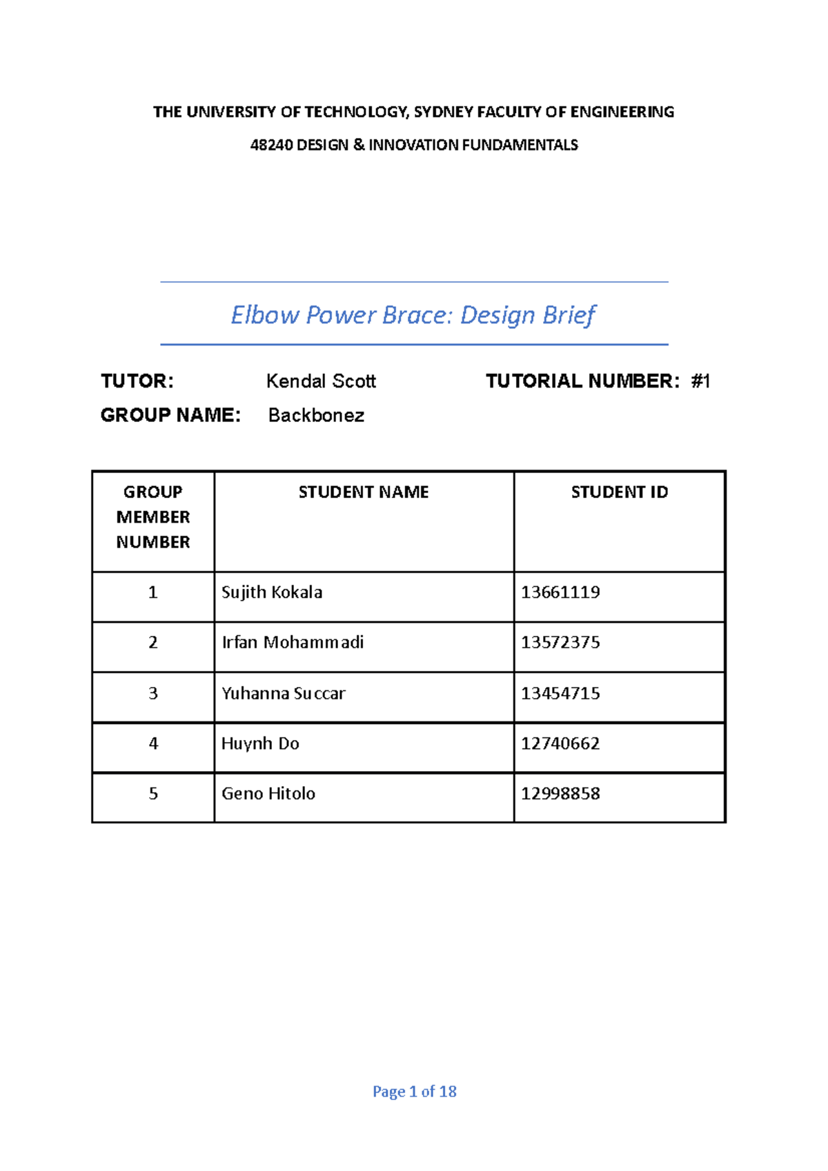 Design Brief - THE UNIVERSITY OF TECHNOLOGY, SYDNEY FACULTY OF ...