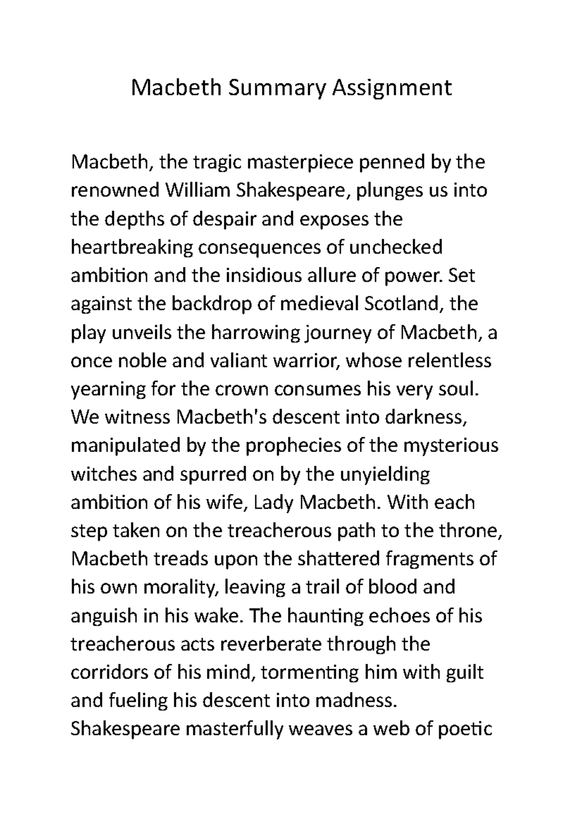 Macbeth Summary - Set against the backdrop of medieval Scotland, the ...