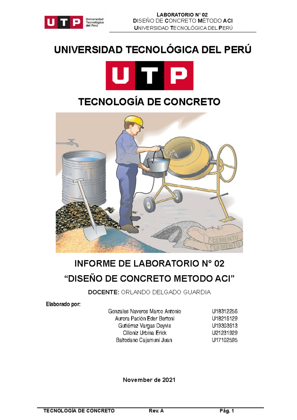 Lab N°2 Metodo ACI, ver 1 - D ISEÑO DE C ONCRETO M ÉTODO ACI U ...