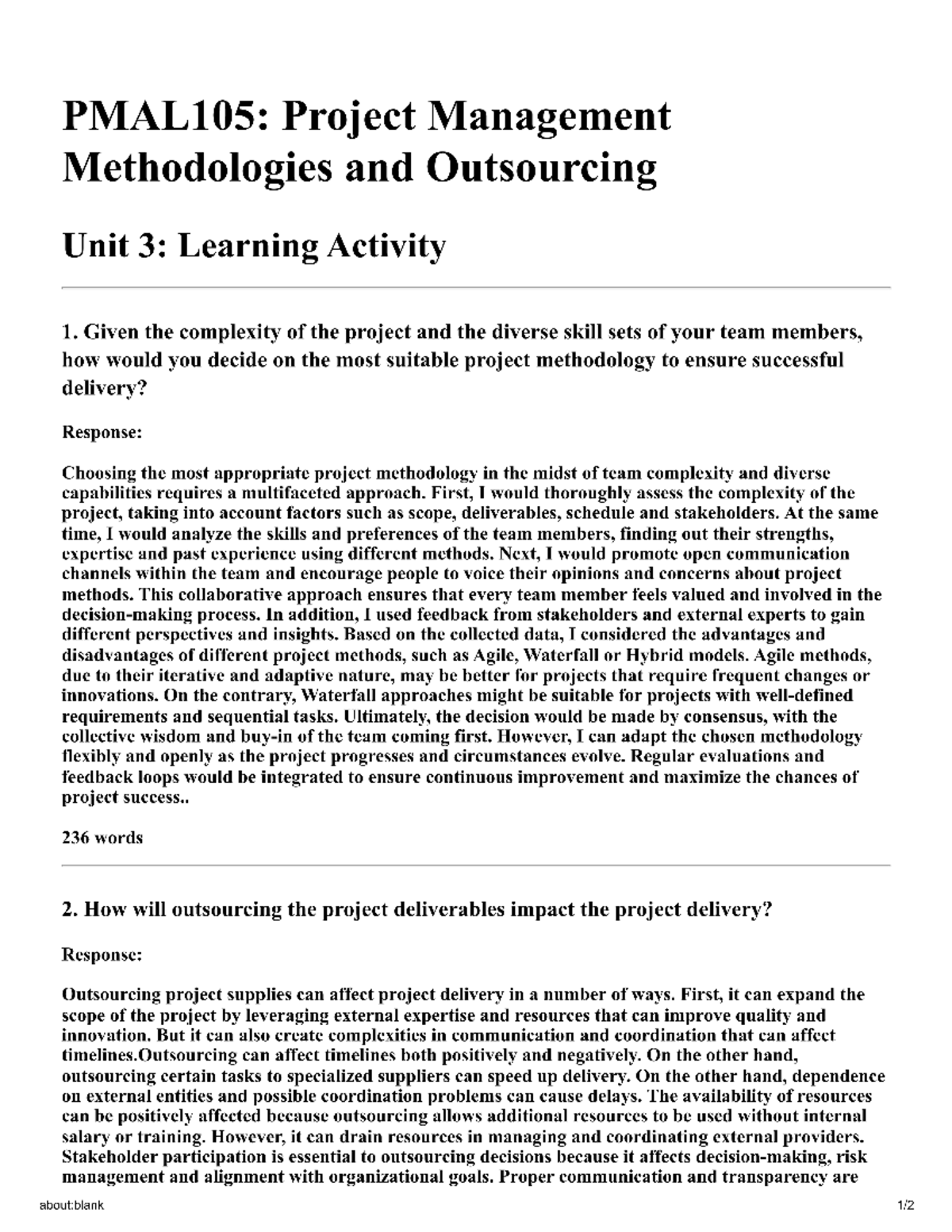 105 - Project Management Assignment - PMYA105 - Studocu