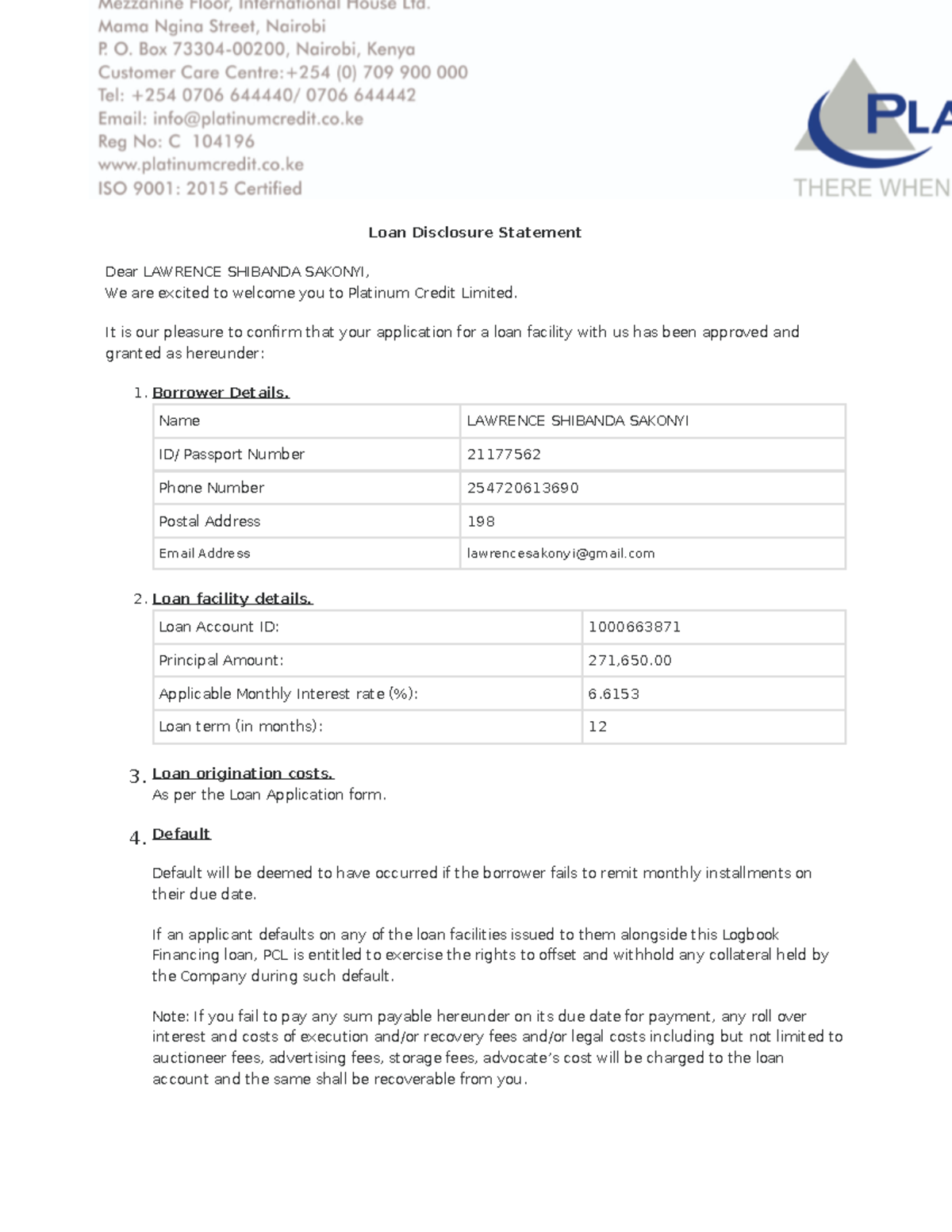 Loan Disclosure Statement (77) - Loan Disclosure Statement Dear ...