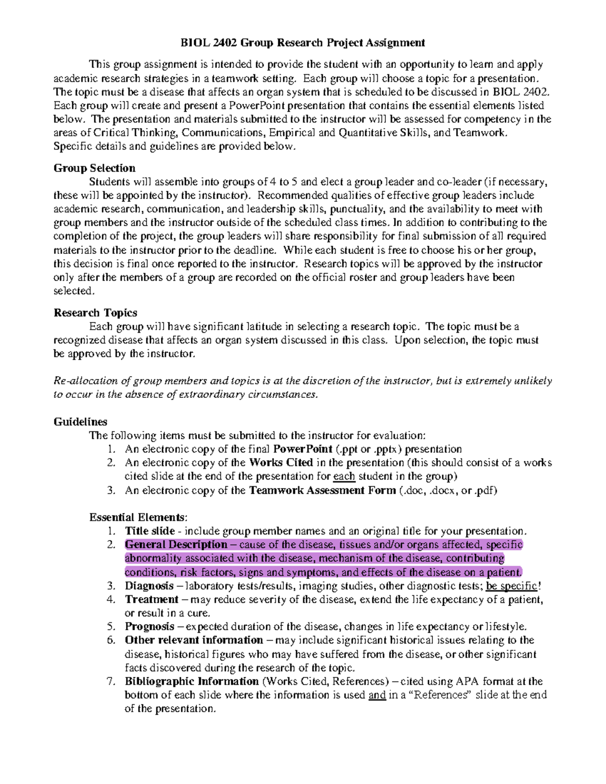 BIOL 2402 Group Research Assignment - Spring 2022 - BIOL 2402 Group ...