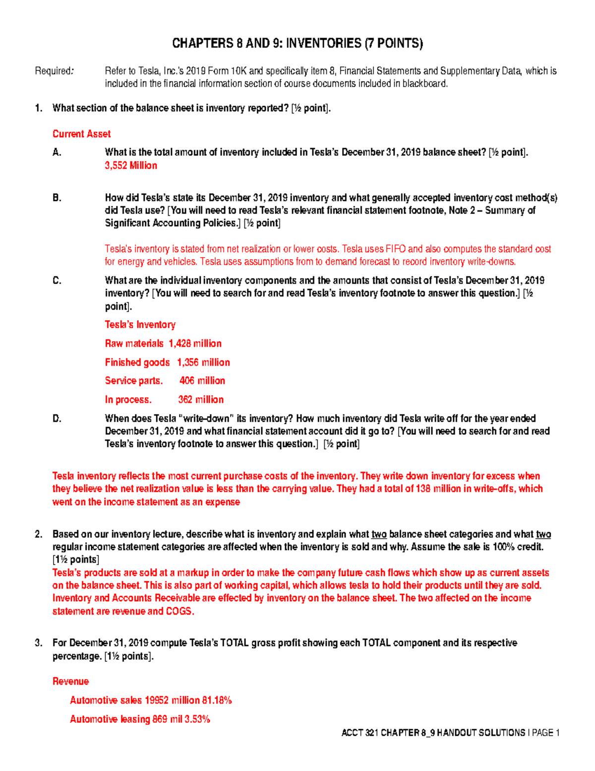 Chapter 8 9 Handout ACCT 321 Student - CHAPTERS 8 AND 9: INVENTORIES (7 ...