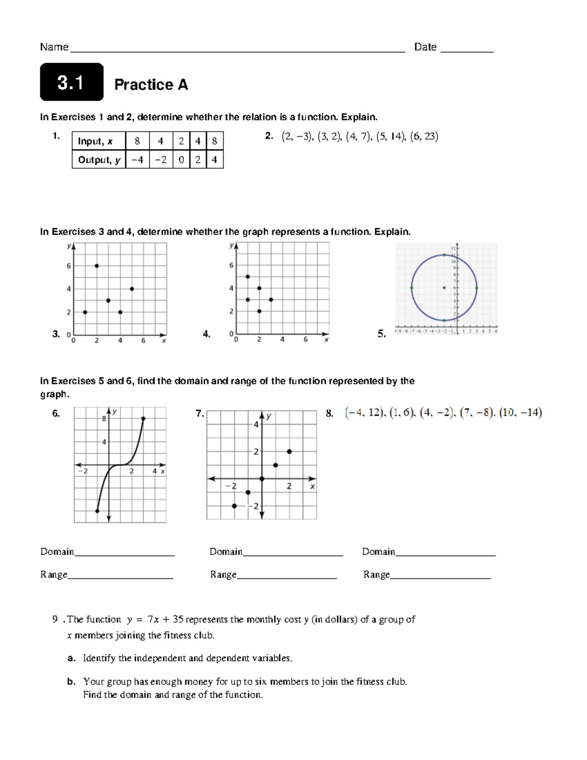 3.1 Function Worksheet - Name ...