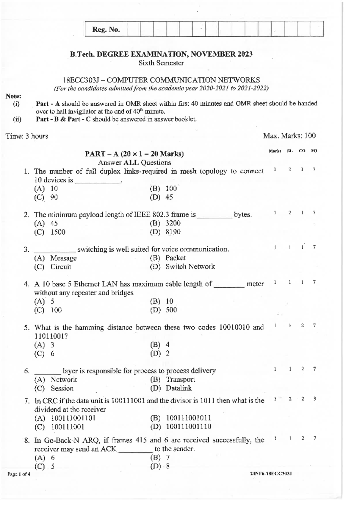 CCN sem paper 2023 november - Computer Communication Networks - Studocu