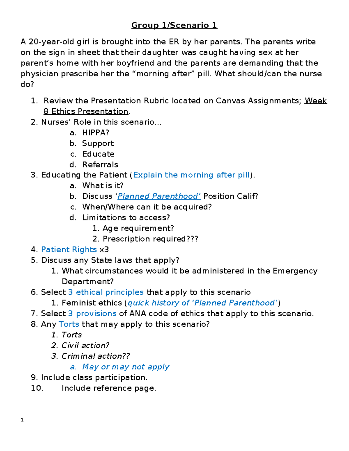 1 thru 10 Scenarios - practice worksheet case studies - A 20-year-old ...
