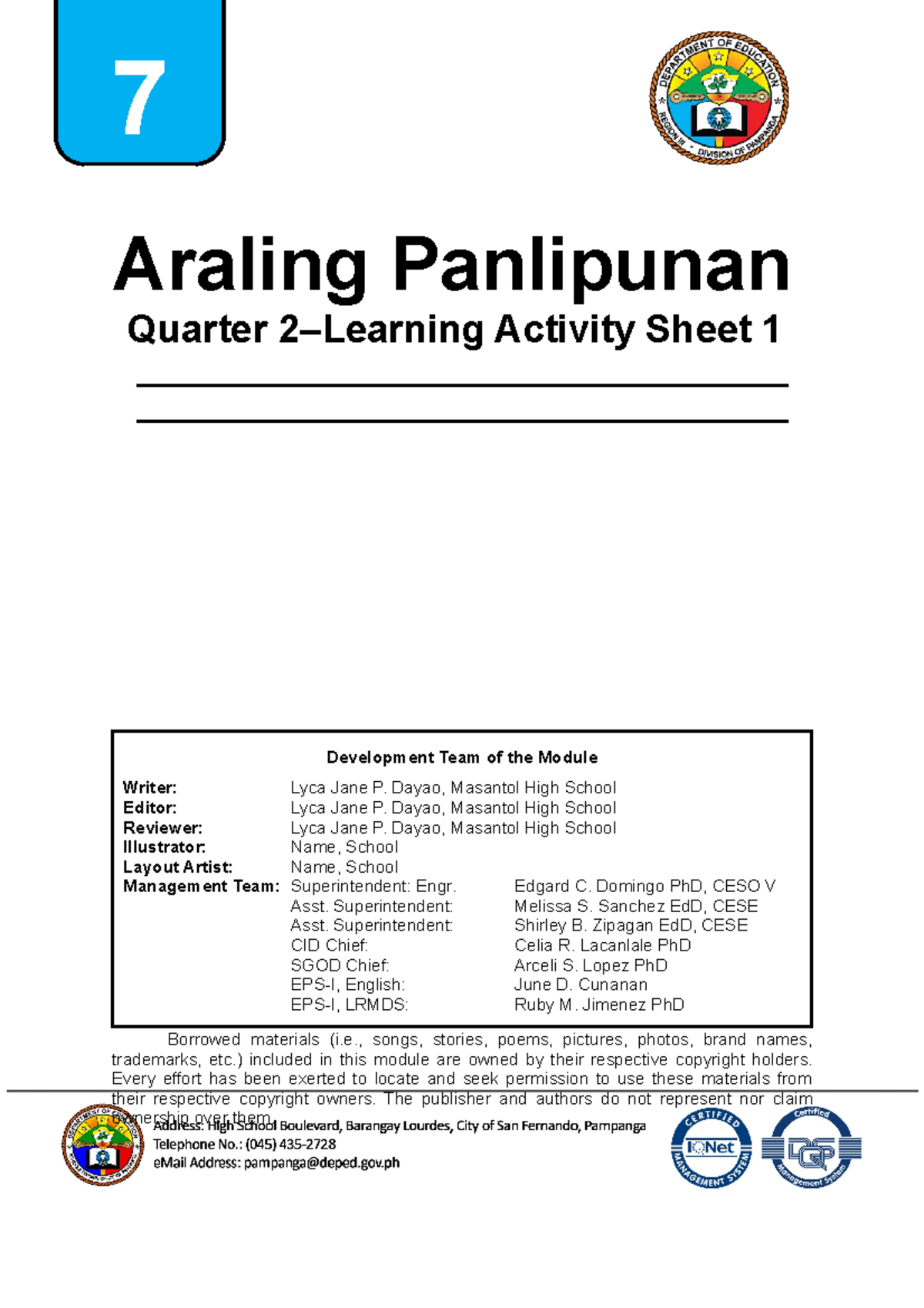 Aralingpanlipunan 7 q1 LAS1 Bahaging Ginampanan ng Kababaihan sa Sinaunang Kabihasnan Hanggang ...