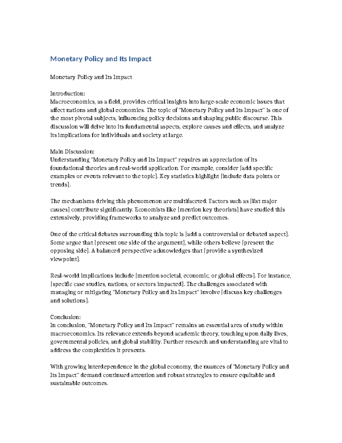 Monetary Policy and Its Impact - Monetary Policy and Its Impact ...