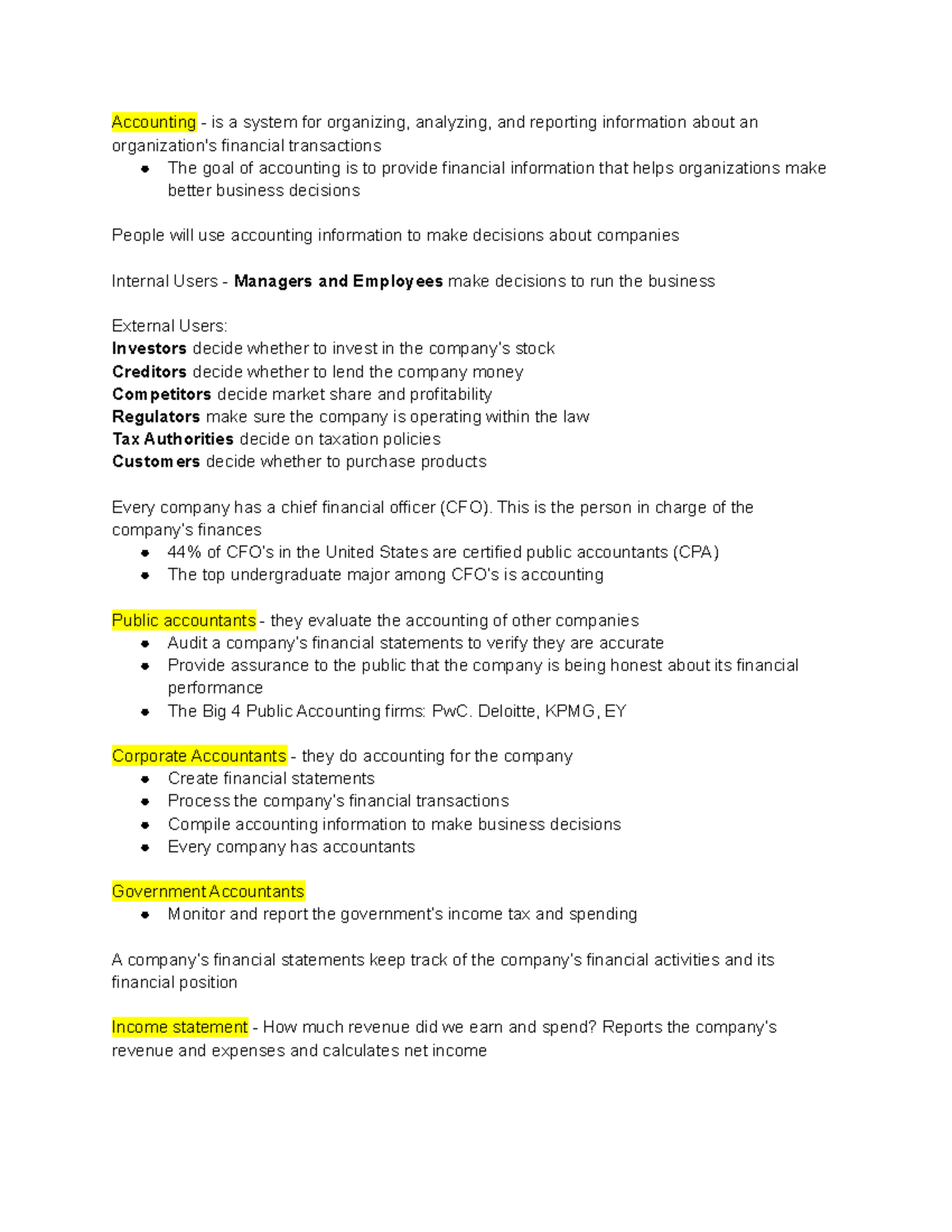 Accounting Notes - Accounting - is a system for organizing, analyzing ...