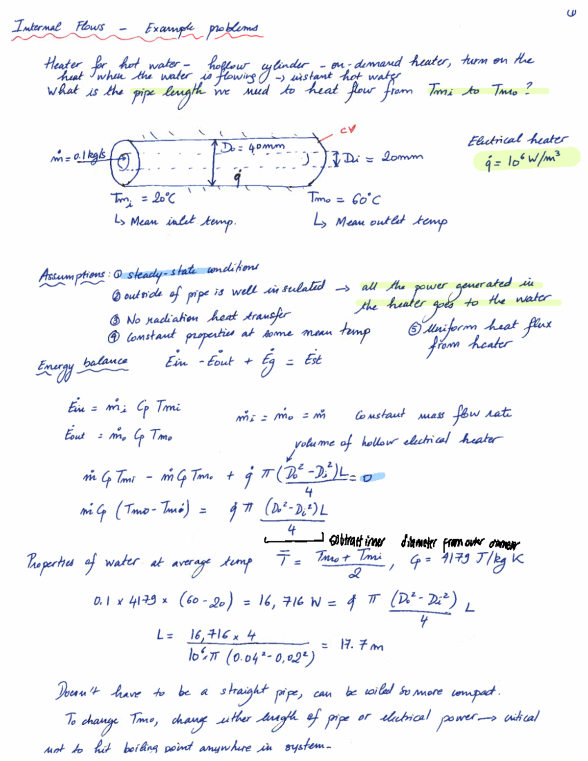 Internal Flows Lecture Notes and Example Problems - ME 3345 - subtract ...