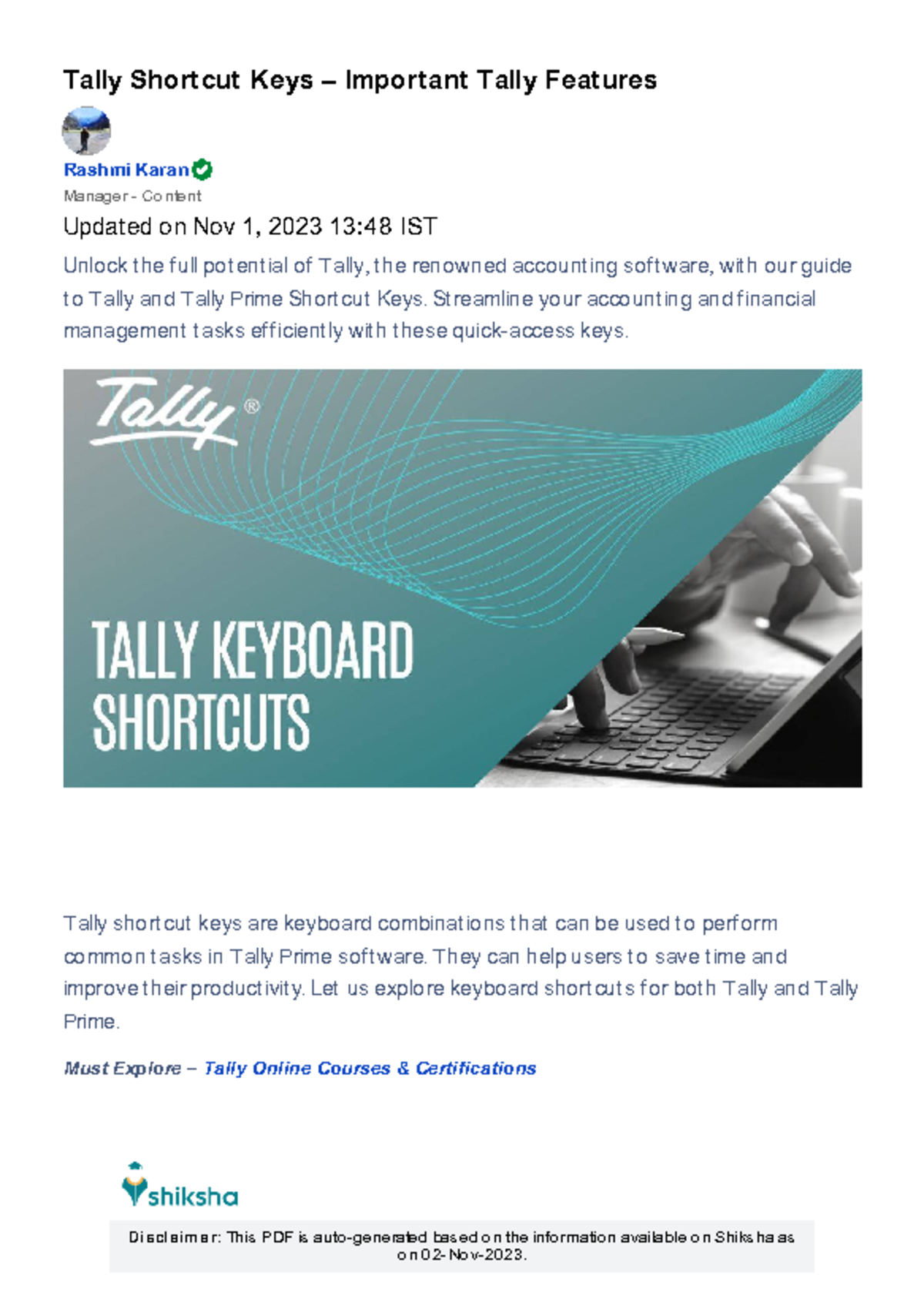 142825 - good - Unlock the full potential of Tally, the renowned ...