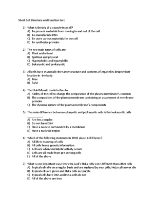 Bio Unit 1 practice test WITH Answers - Campbell Essential Bio ...