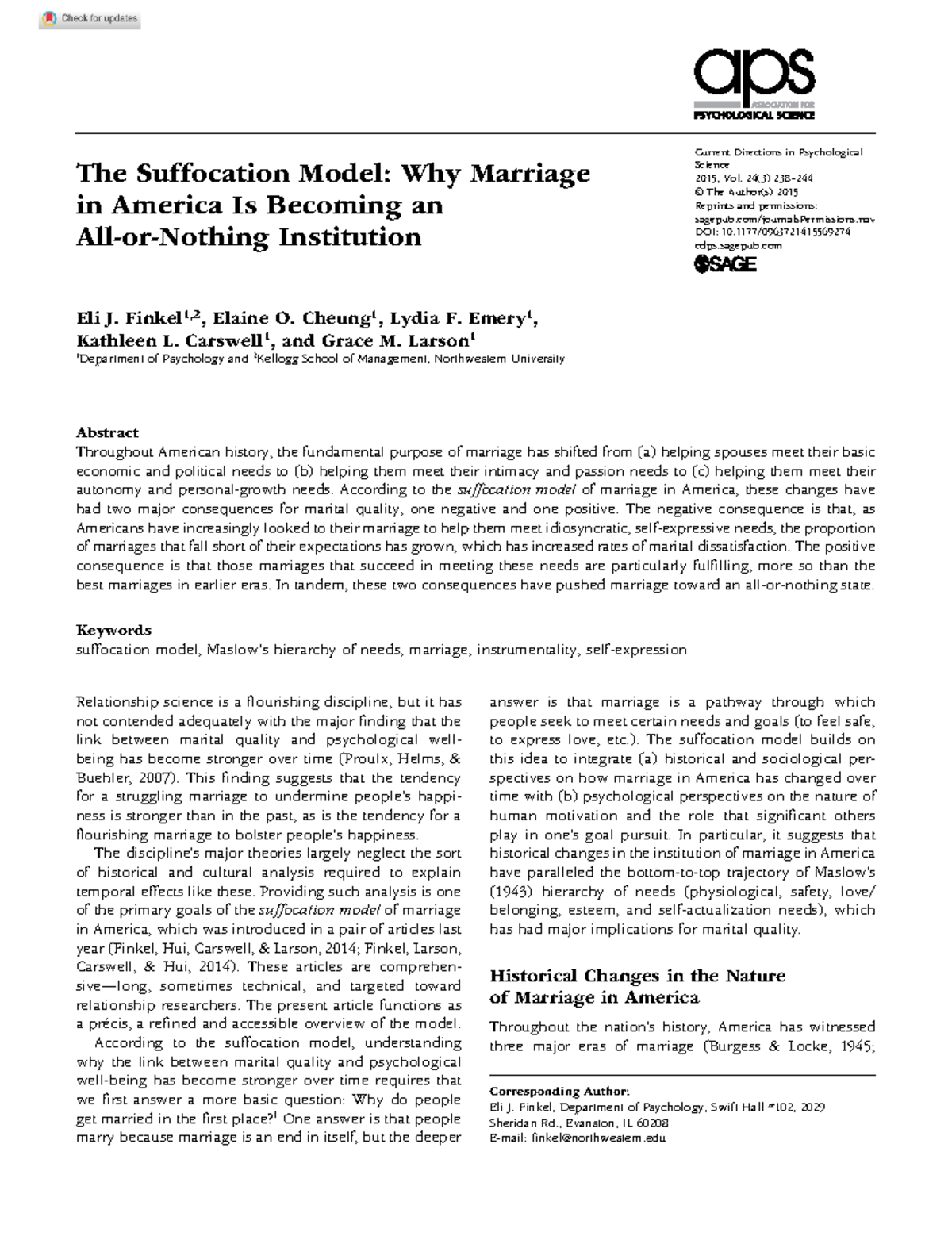 Suffocation model - Summary Applied Social Psychology - Current ...