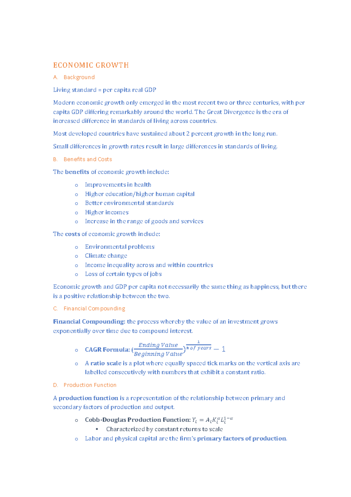 Macroeconomics Economic Growth - ECONOMIC GROWTH A. Background Living ...