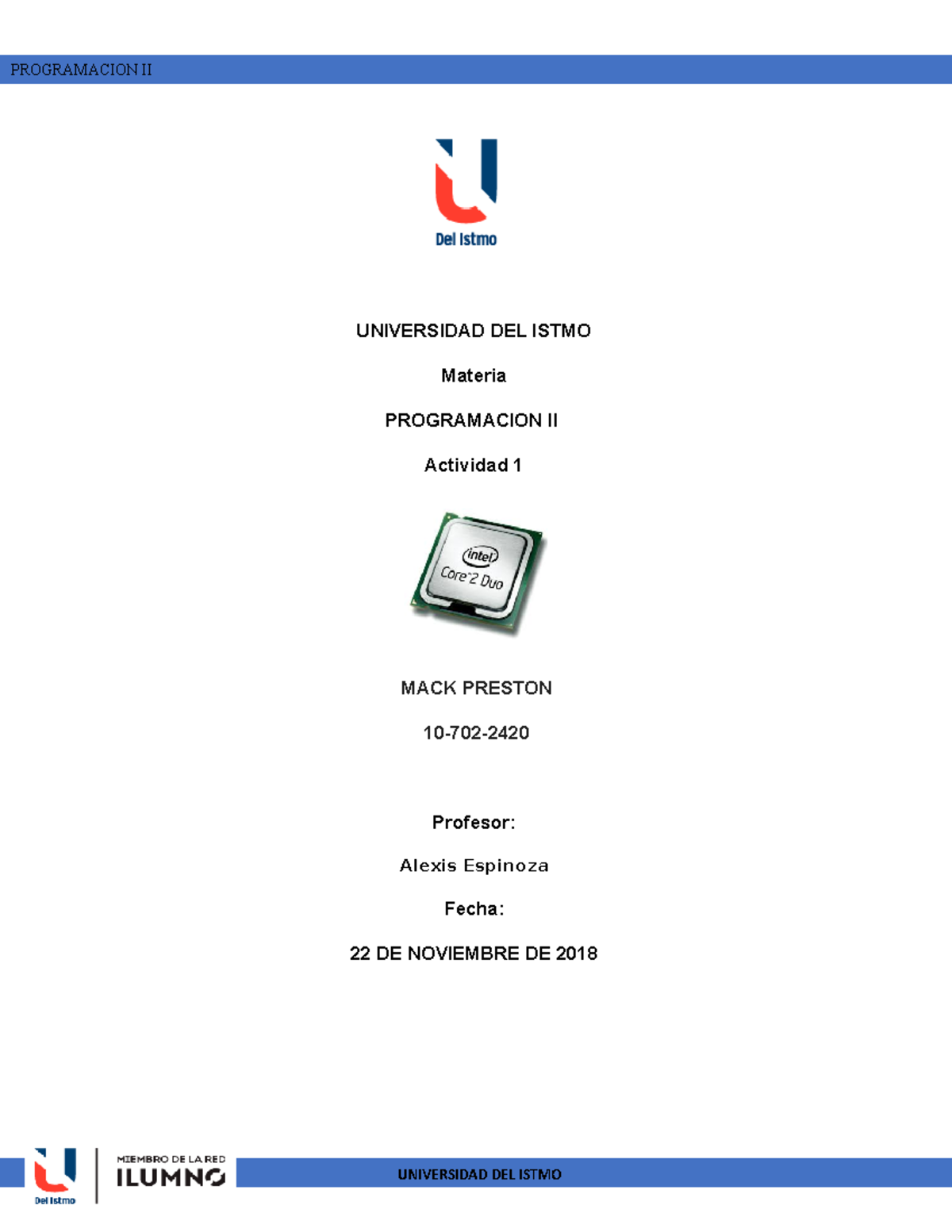 programacion de actividad utilizando java - UNIVERSIDAD DEL ISTMO ...