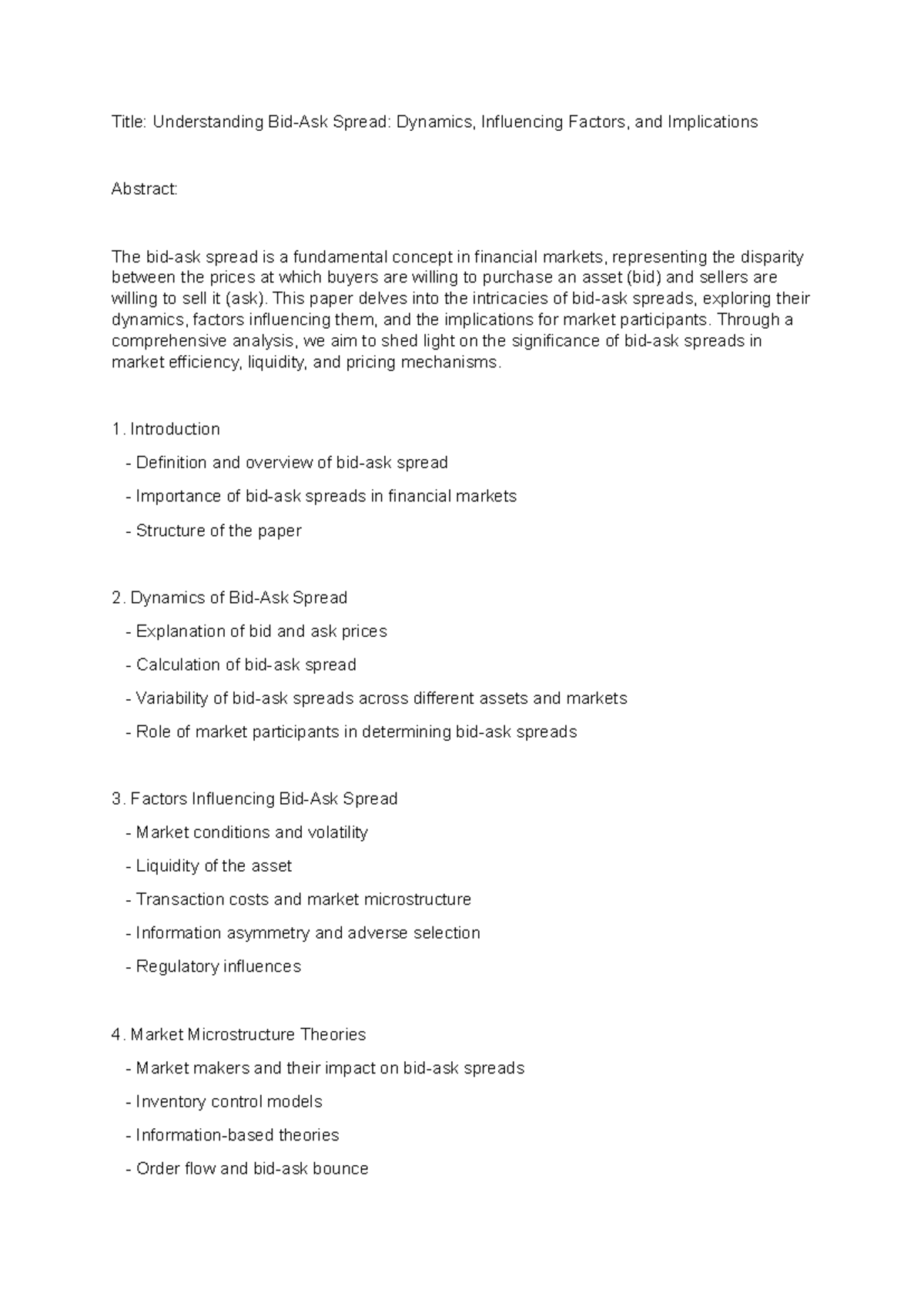 Bidask - Title: Understanding Bid-Ask Spread: Dynamics, Influencing Factors, and Implications ...