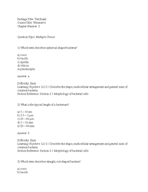 Microbiology Chapter 1 Sample Test Questions - Package Title: Test Bank ...