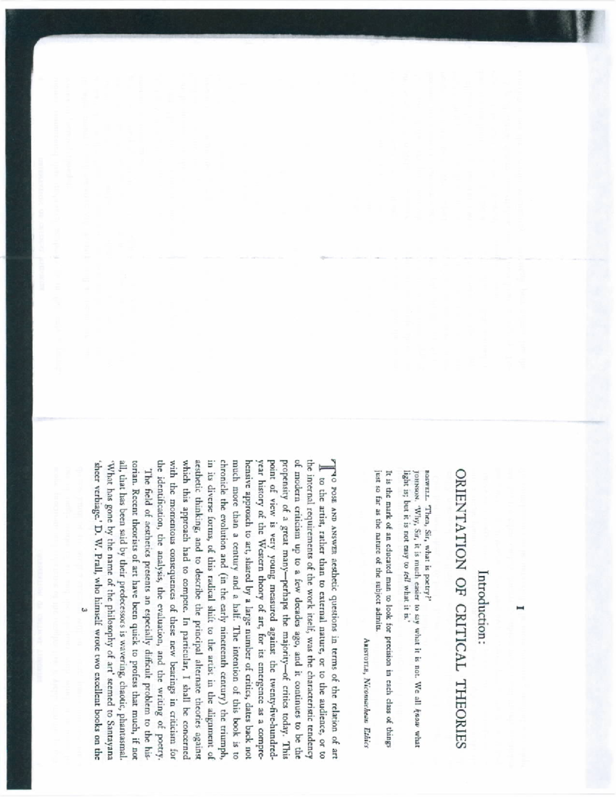 Abrams orientation of critical theories - I Introduction: ORIENTATION ...