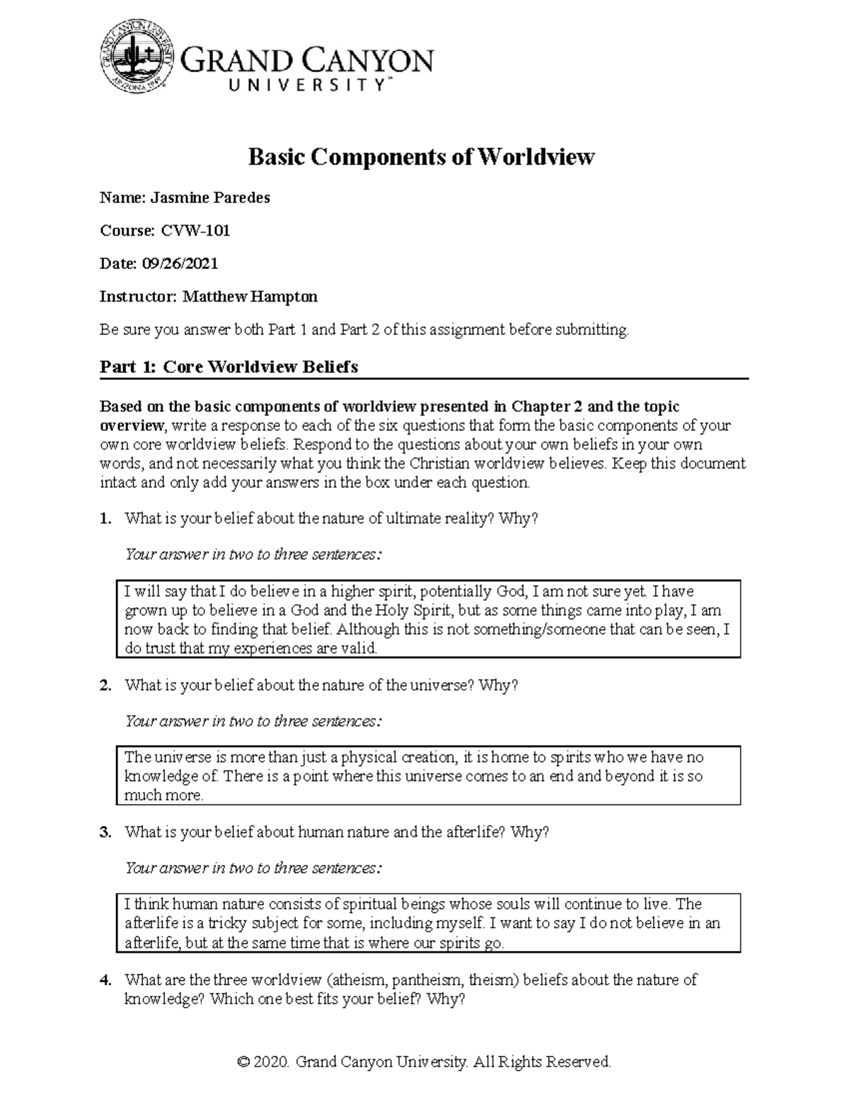 Basic Components of Worldview: Part 1 & 2 - Basic Components of ...