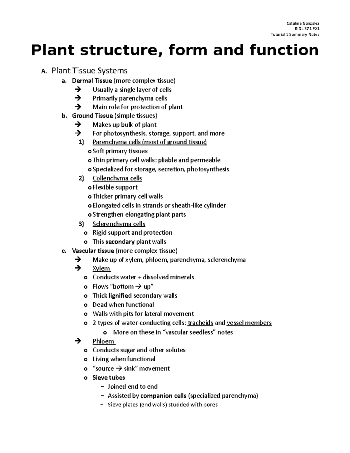 Tutorial 2 roots and shoots Summary - Catalina Gonzalez BIOL 371 F ...