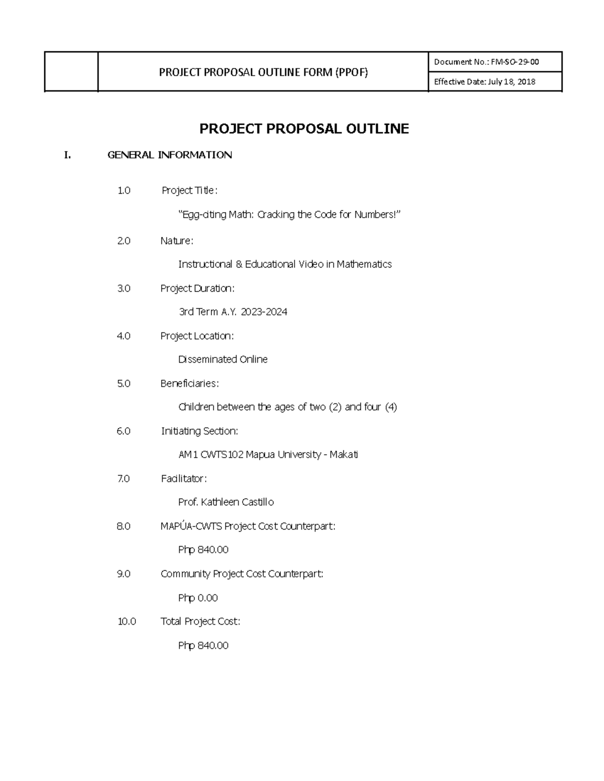 CHAN JA-CWTS102-AM1-PPO - PROJECT PROPOSAL OUTLINE FORM (PPOF) Effective Date: July 18, 2018 ...