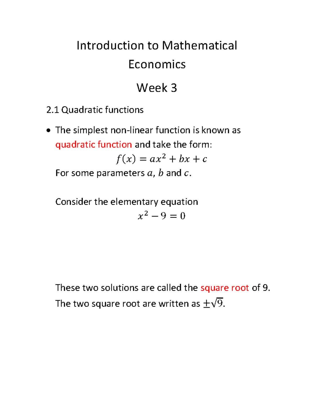 Week 3 - The University of Adelaide - Introduction to Mathematical ...