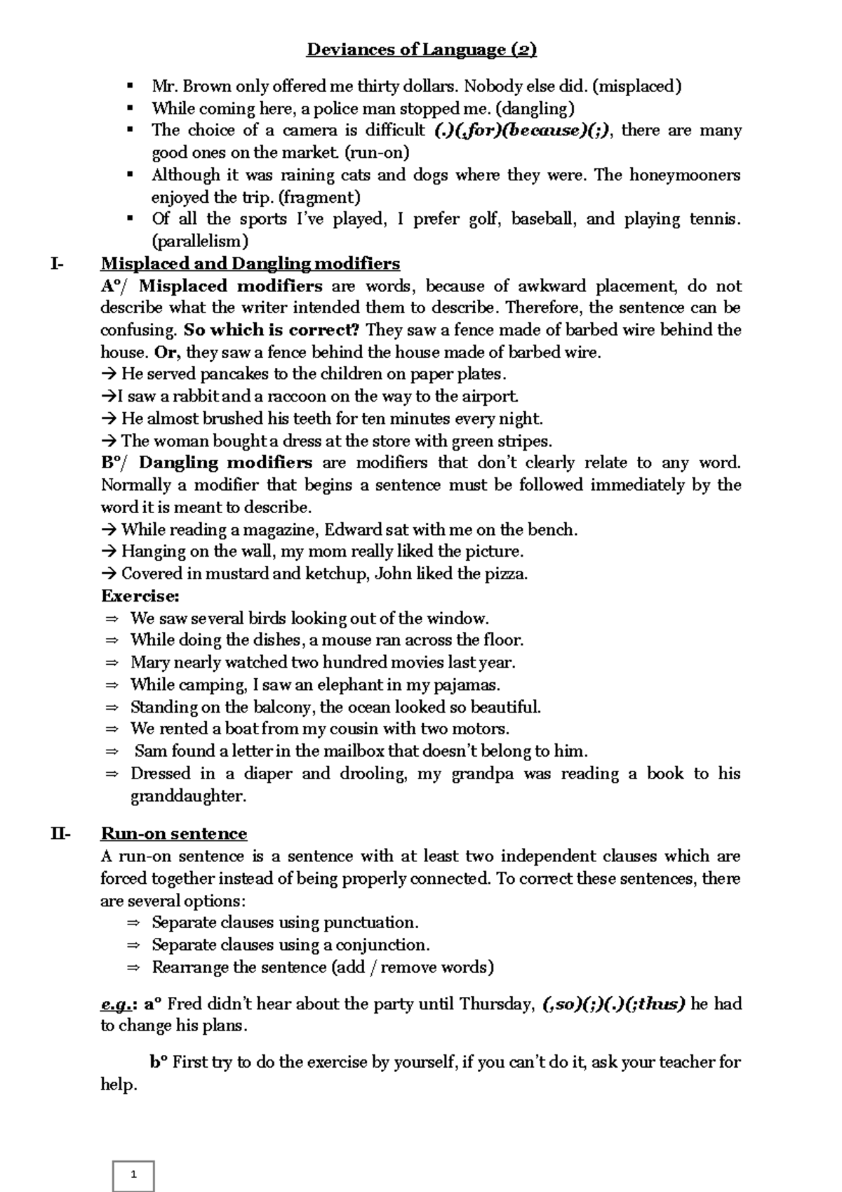 Composition I Descreption and Narration Deviances of Language 2 - 1 ...