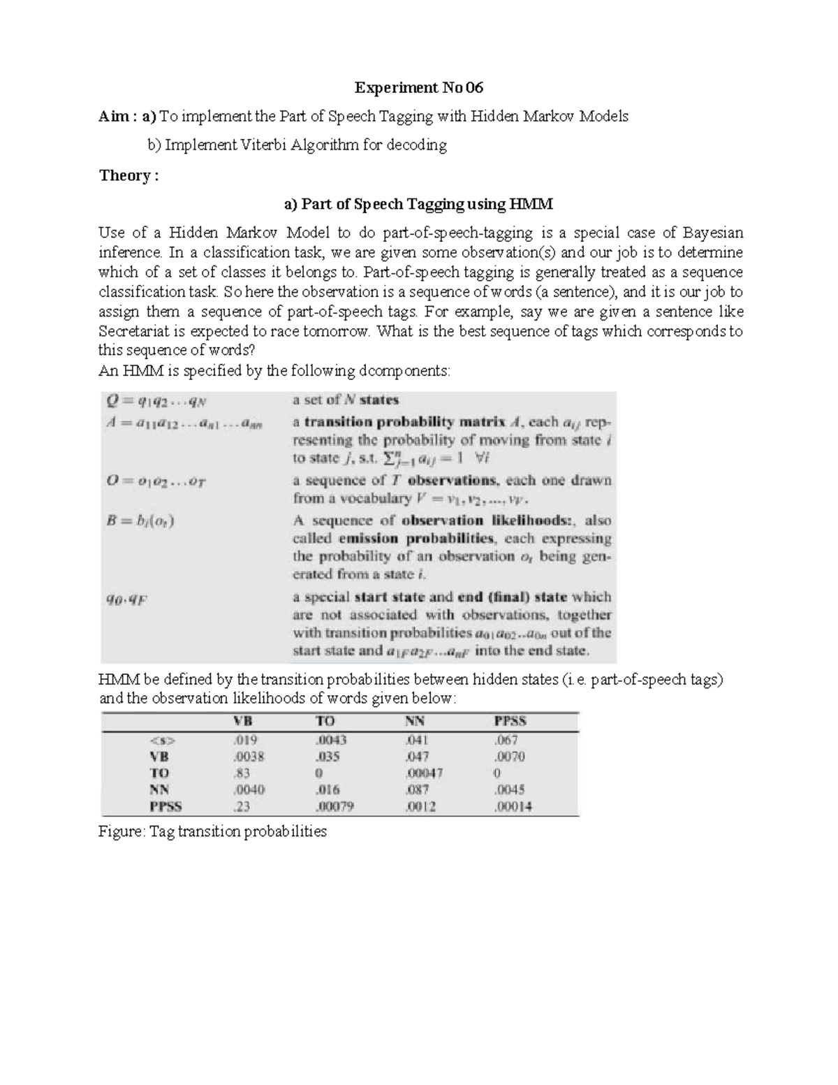 Nlp6 - sdssd - Experiment No 06 Aim : a) To implement the Part of ...