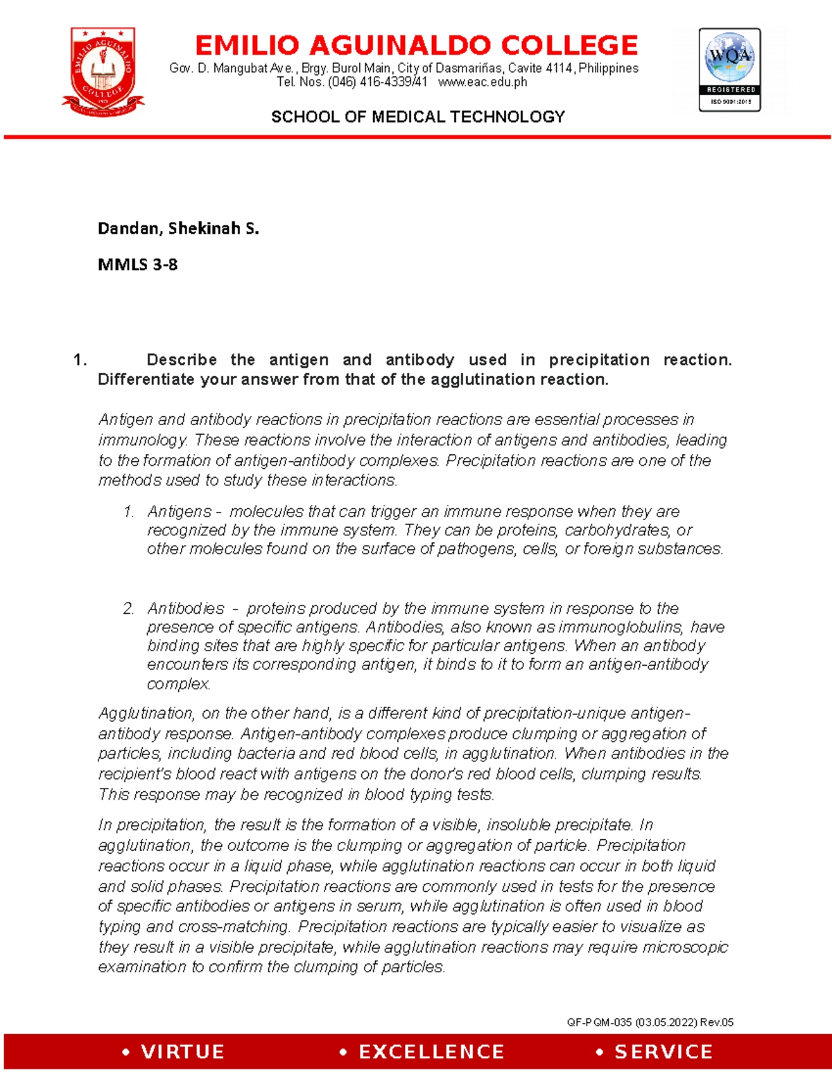 Dandanislabactivity 5 - EMILIO AGUINALDO COLLEGE Gov. D. Mangubat Ave ...