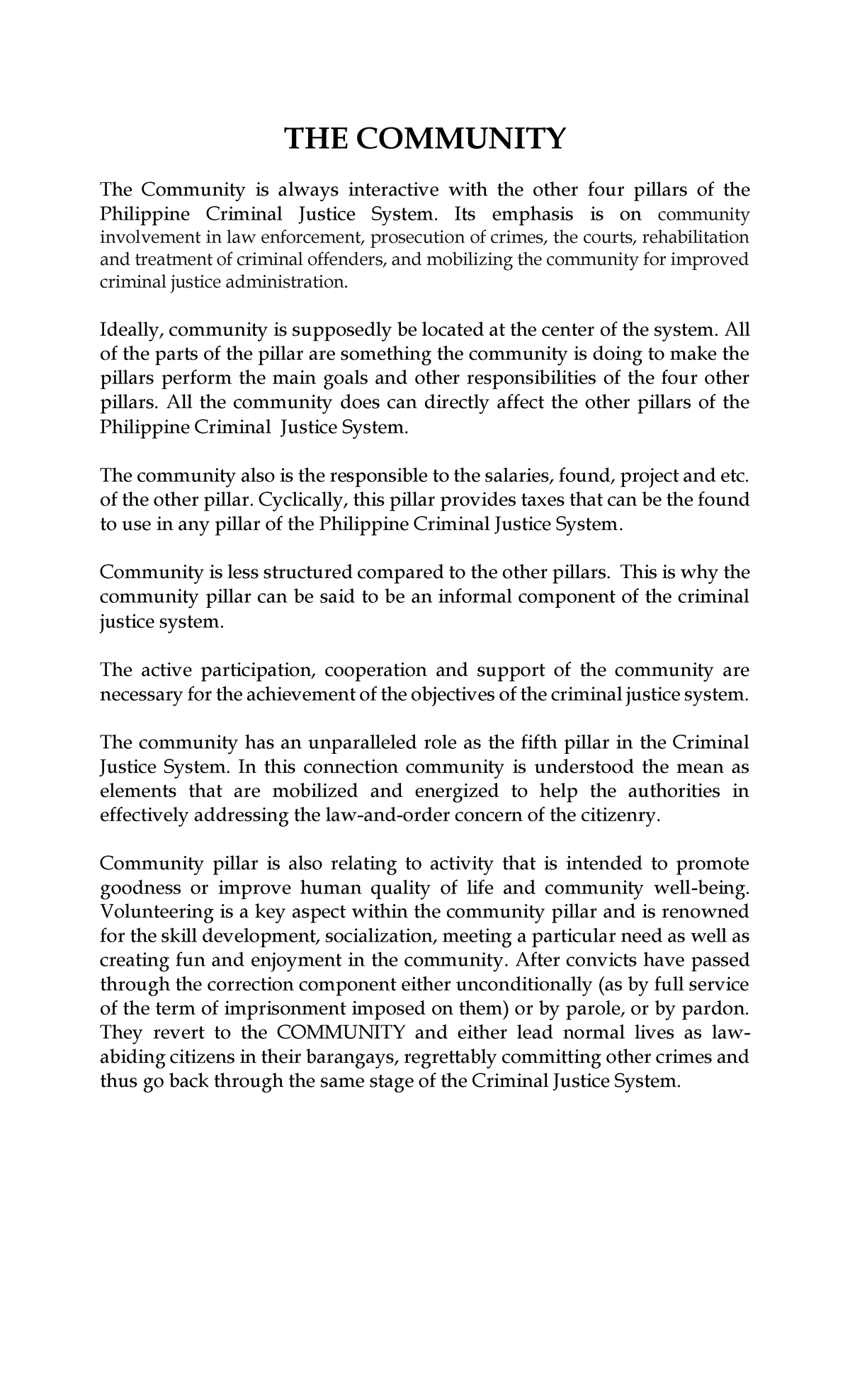 The-Community - CLJ 1-Introduction to Philippine Criminal Justice ...
