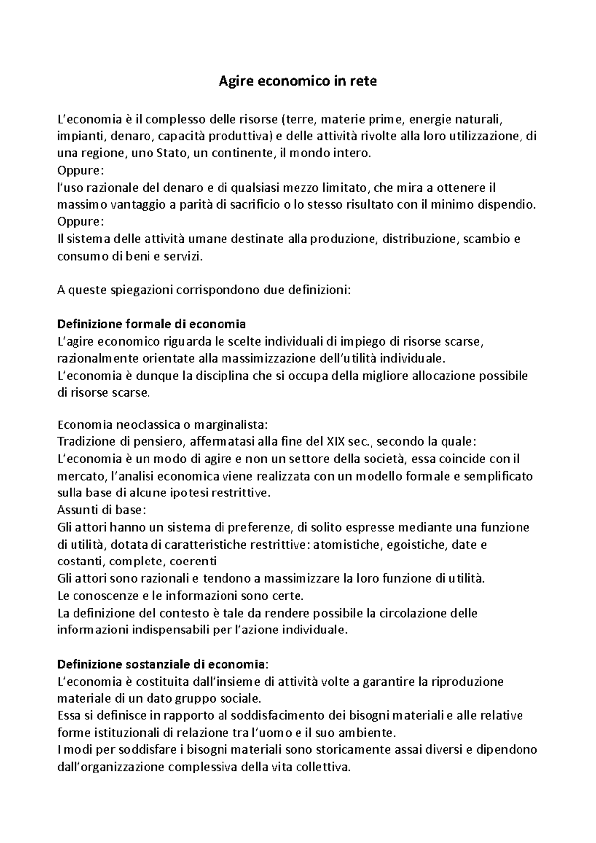Agire economico in rete riasss - Agire economico in rete L9economia è ...