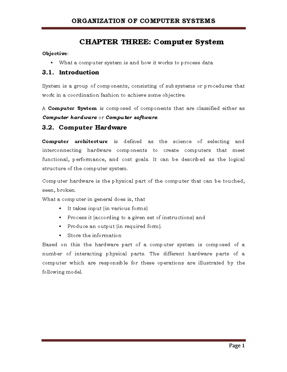 3 Chapter Three - Dkkej - CHAPTER THREE: Computer System Objective ...