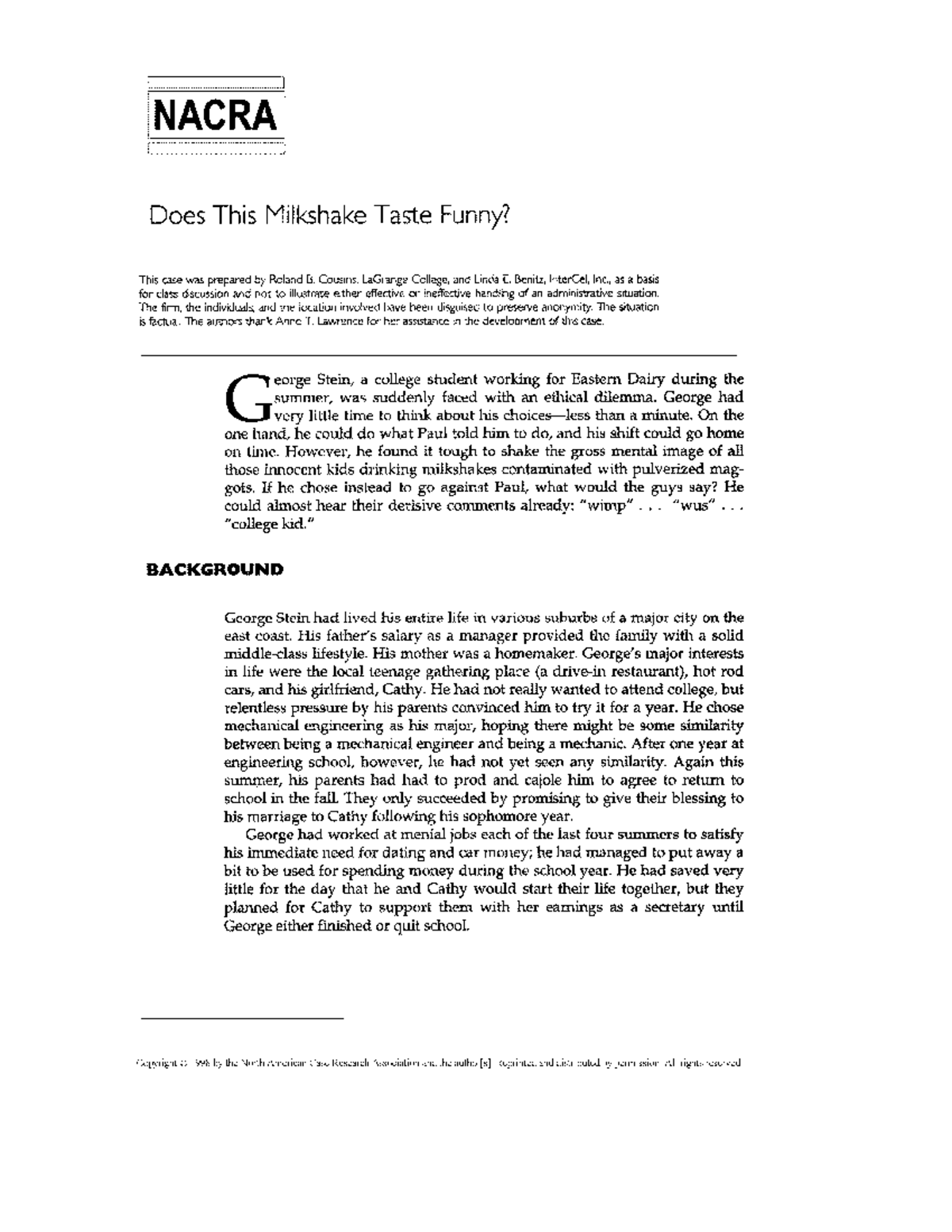 Milkshake case, Milkshake case - Studocu