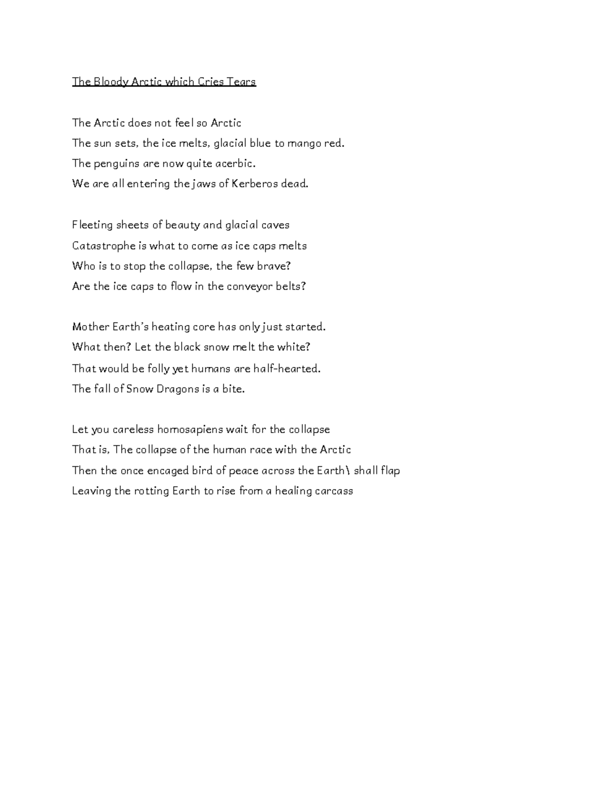 Chilling Poem - 3333 - The Bloody Arctic which Cries Tears The Arctic ...