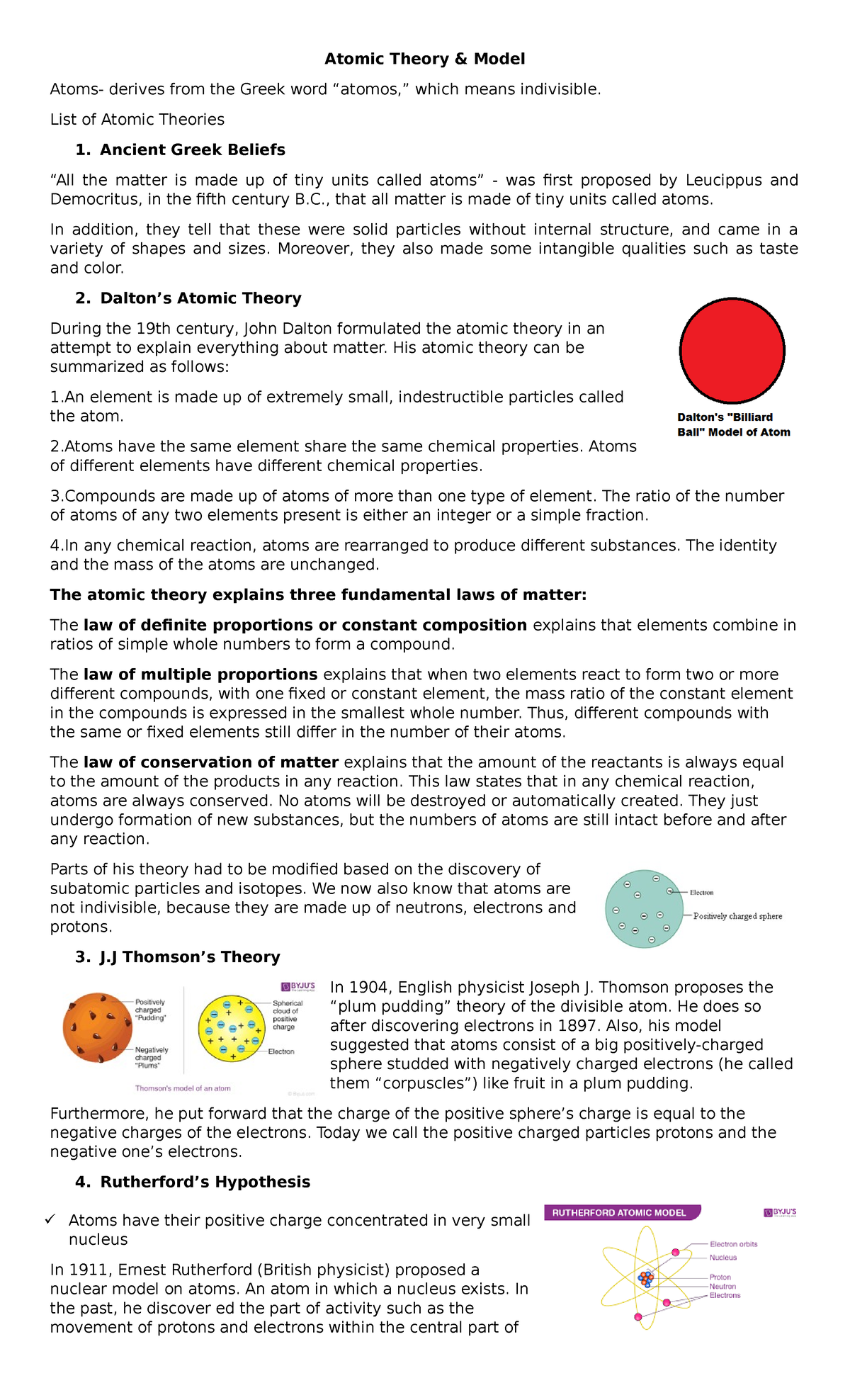 Theories on Atoms and its proponents - Atomic Theory & Model Atoms ...
