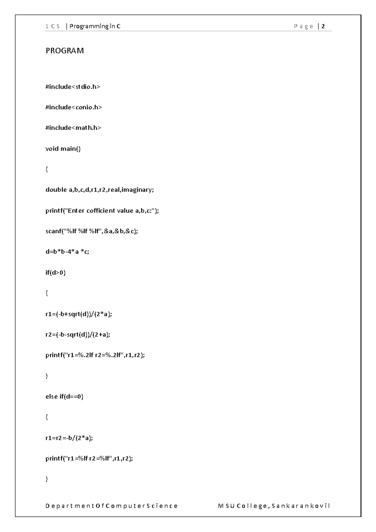 C Program Document - PROGRAM #include #include #include void main() { double - Studocu