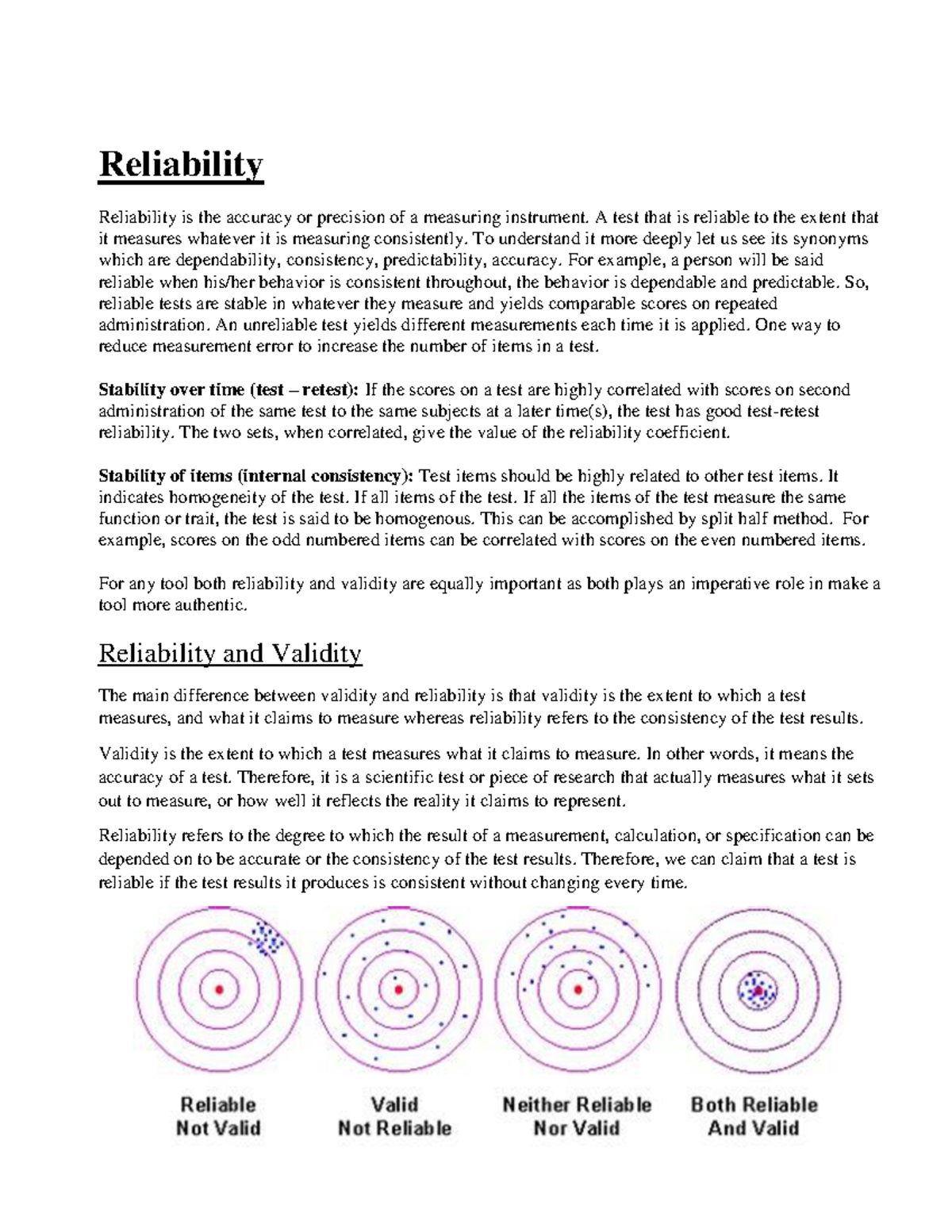 Reliability - Lecture notes Reliabiltiy - Reliability Reliability is ...