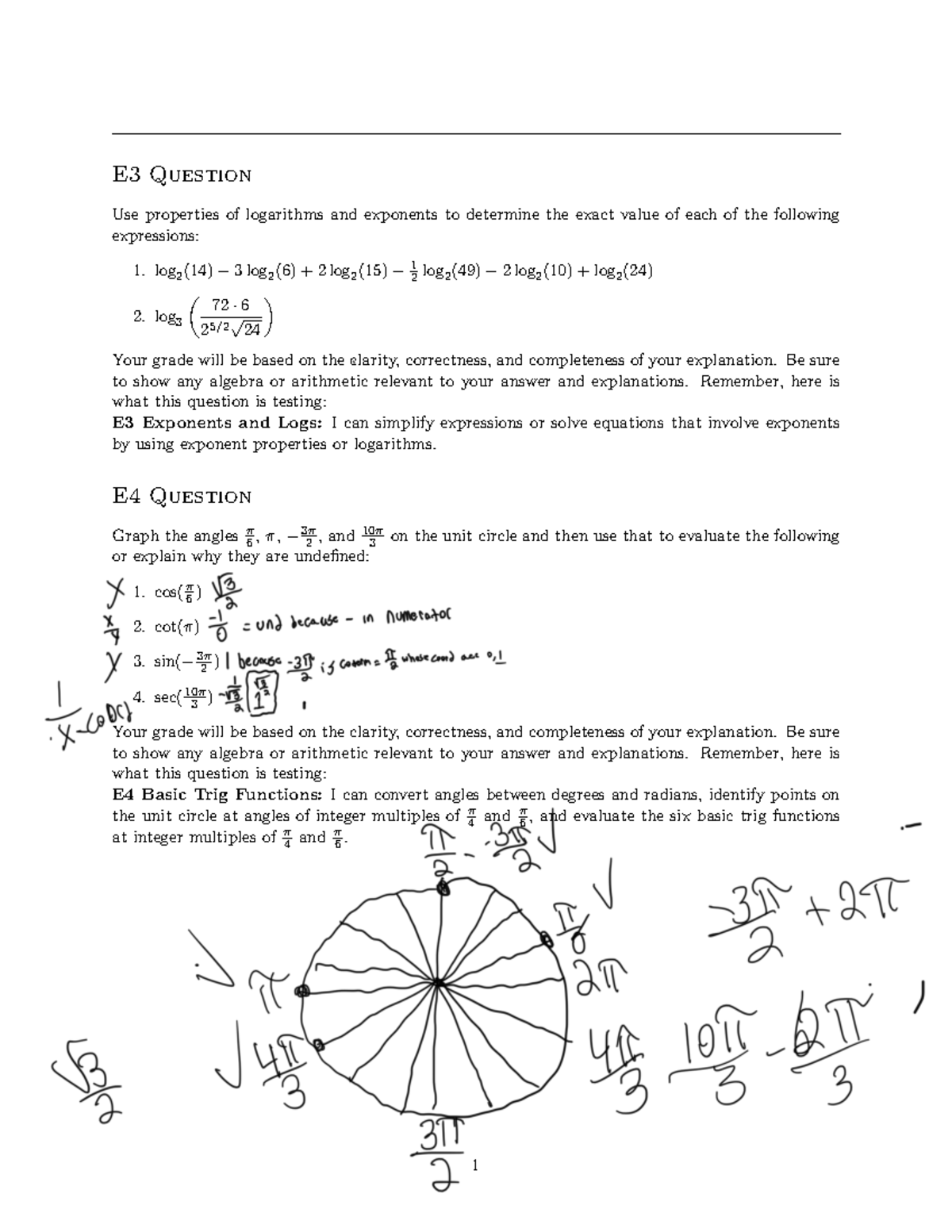 E3E4-Quiz-F2021 - Calc quiz - E3 Question Use properties of logarithms ...