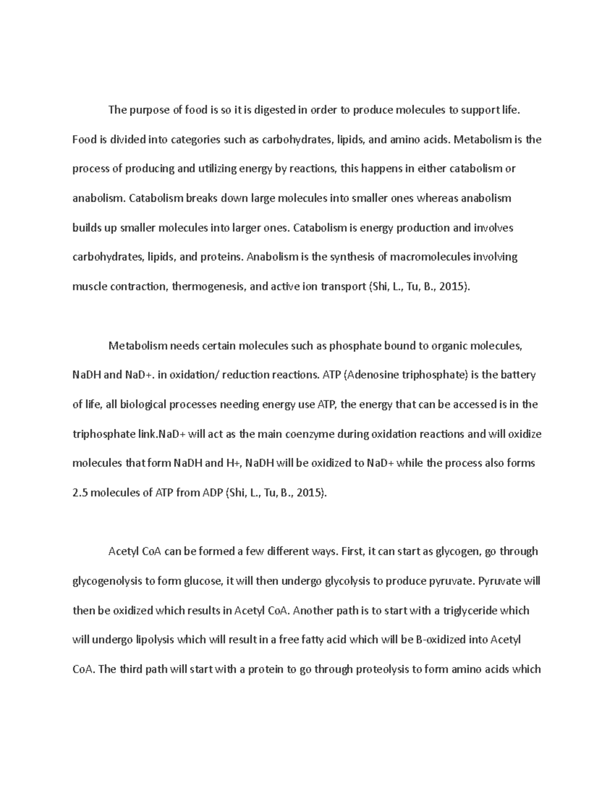 Week 9 Summary - The purpose of food is so it is digested in order to ...