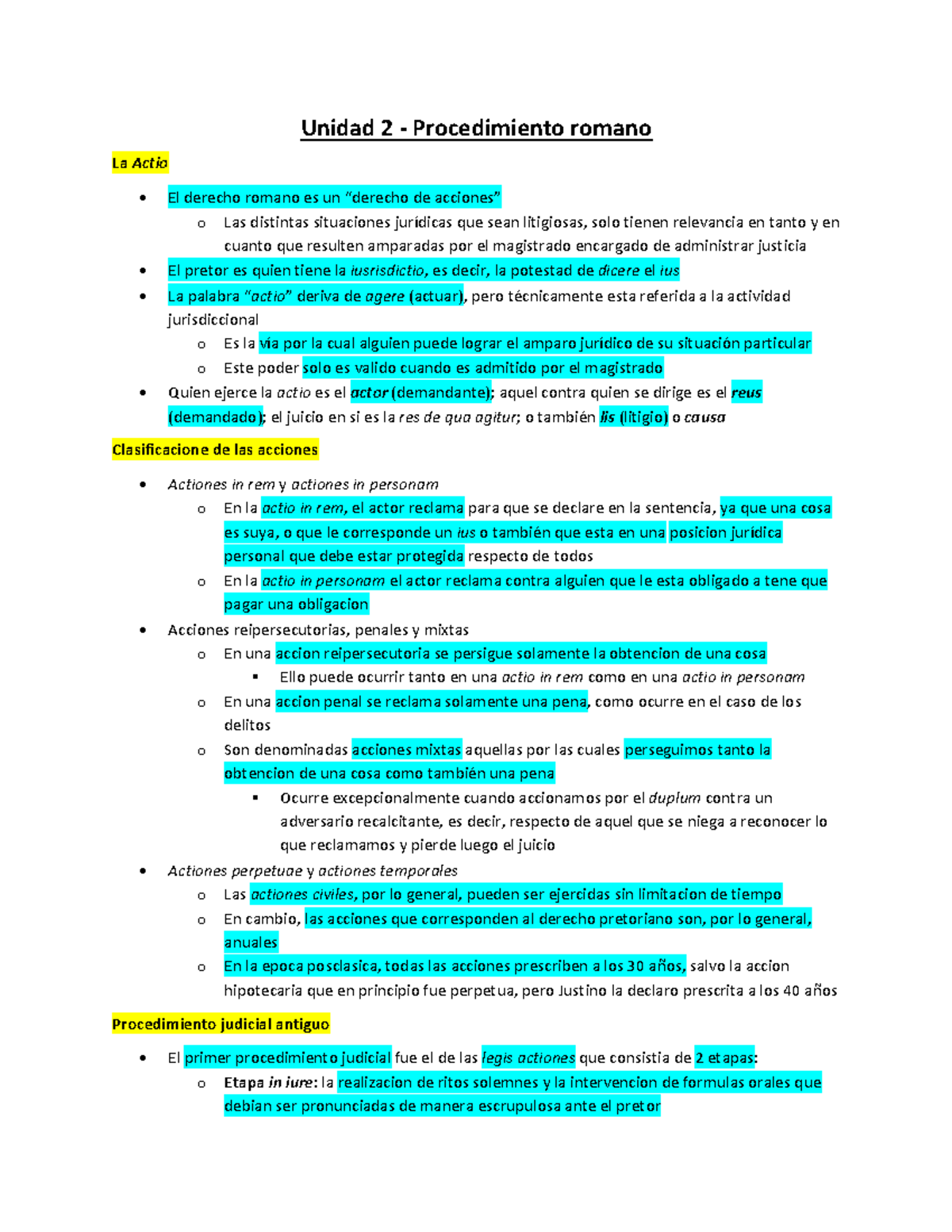 Romano UNI 2 - Unidad 2 - Procedimiento romano La Actio - El derecho ...