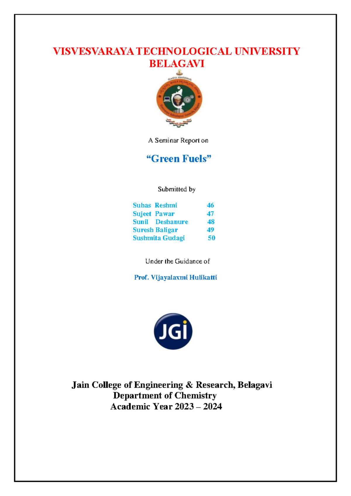Che report main page - Cse - VISVESVARAYA TECHNOLOGICAL UNIVERSITY ...