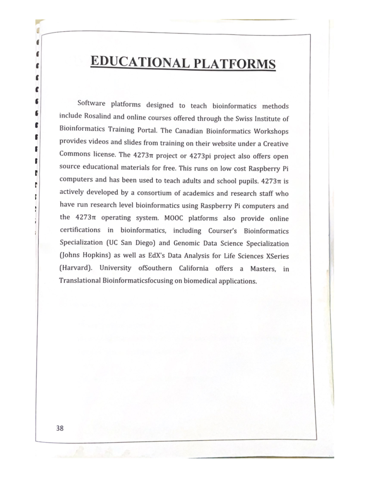 Educational Platforms - Bioinformatics - Studocu