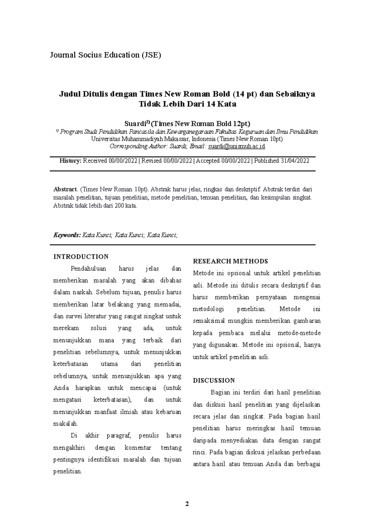 Template Journal Socius Education (JSE) - Journal Socius Education (JSE ...