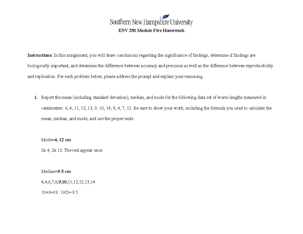 ENV 250 Module Five Homework done - ENV 250 Module Five Homework ...