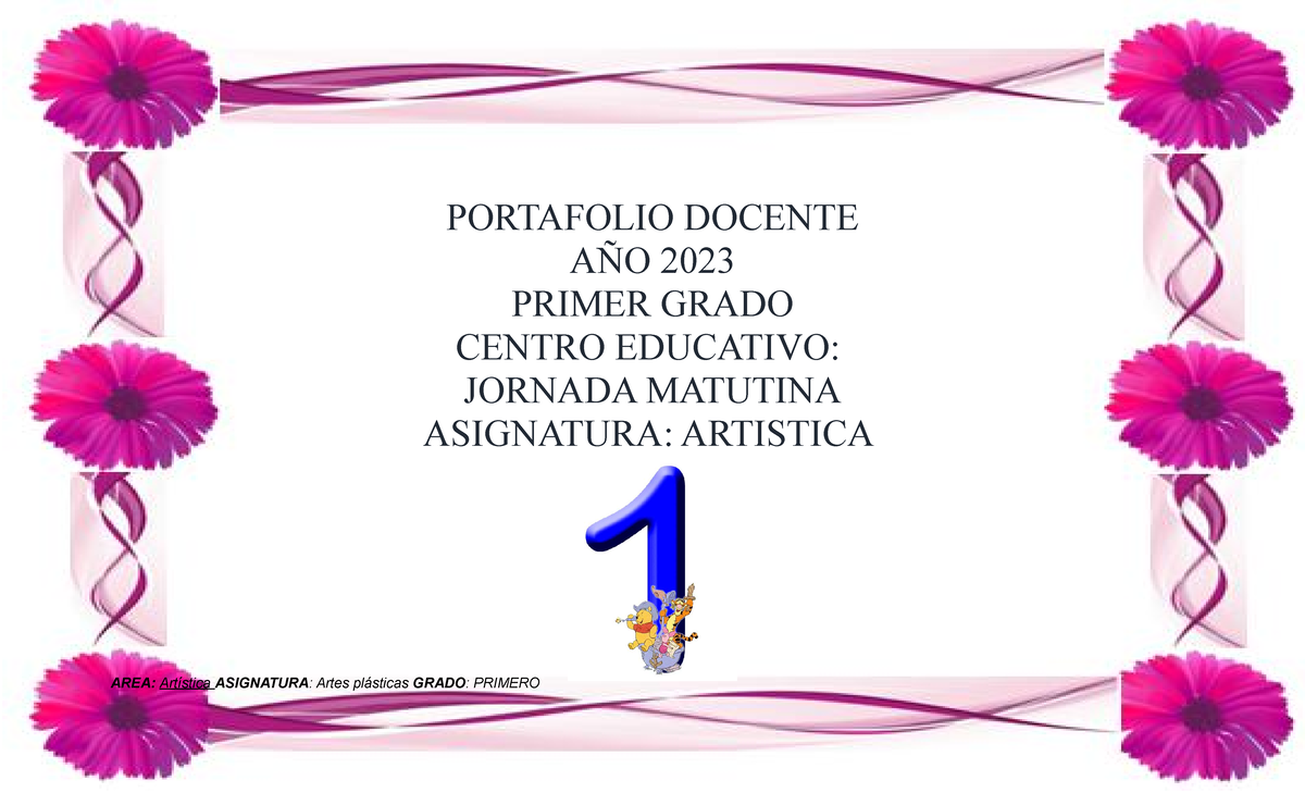 Artistica Primer Grado - PORTAFOLIO DOCENTE AÑO 2023 PRIMER GRADO ...