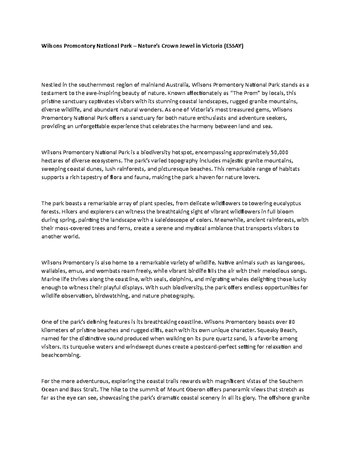 Wilsons Promontory National Park – Nature’s Crown Jewel in Victoria ...