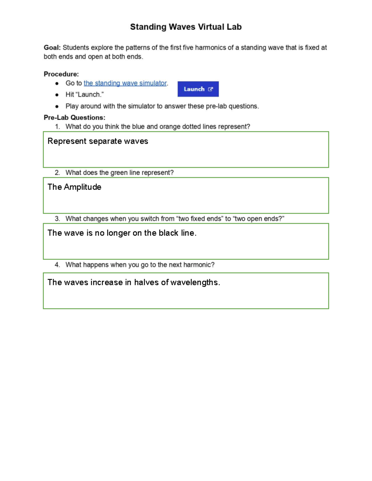 Standing Wave Virtual Lab - Represent separate waves The Amplitude The ...