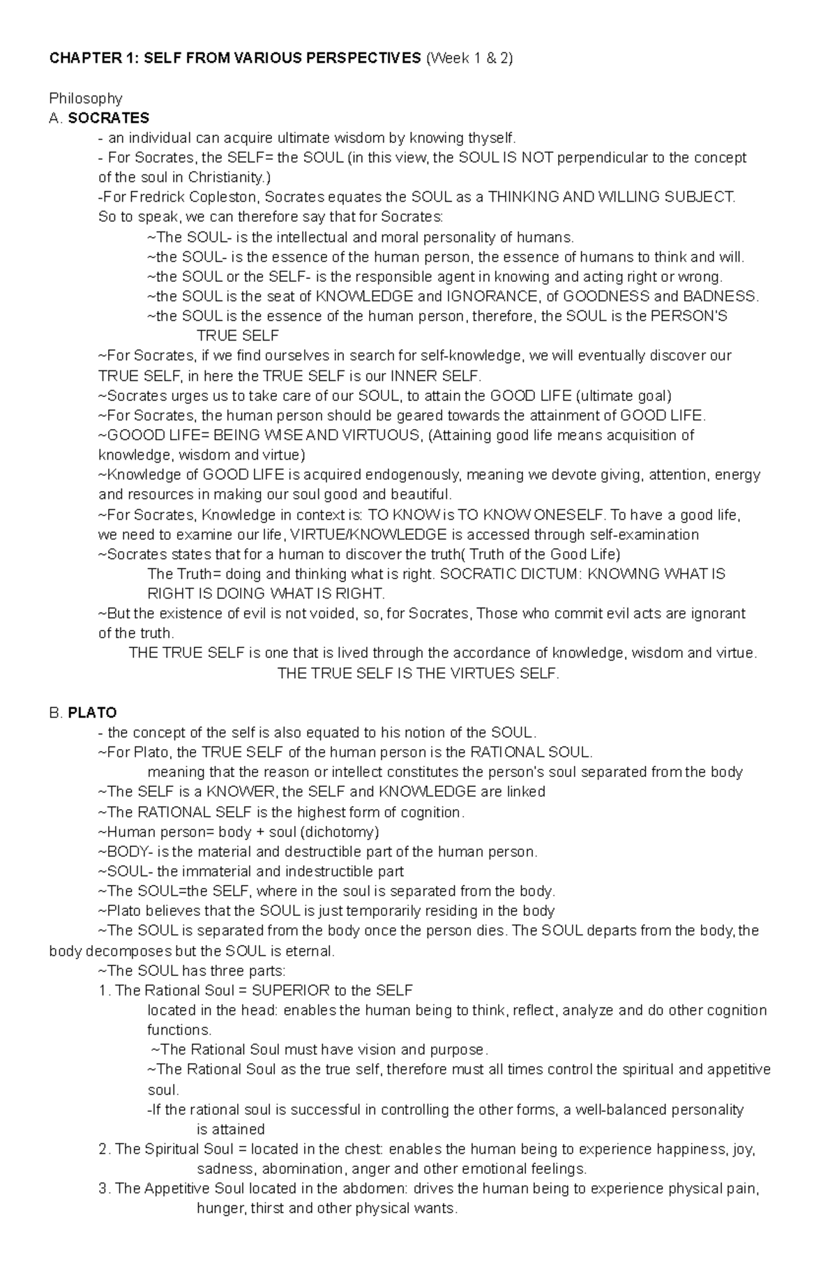 Understanding THE SELF Notes - CHAPTER 1: SELF FROM VARIOUS ...